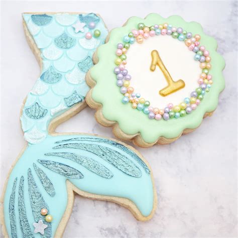 Mermaid Cookies For A 1st Birthday Party Love These Underwater Color