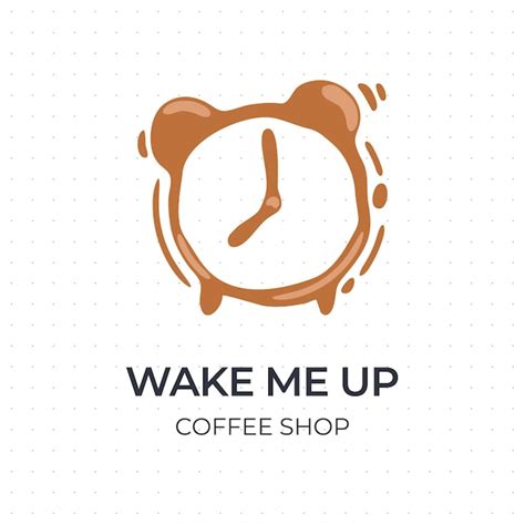 Premium Vector Coffee Label Logo Mug Stain Shaped Like Alarm Clock