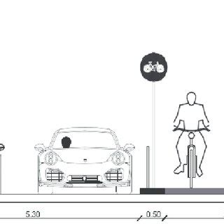 Cross Section For A Basic East West Road Axis With A Bicycle Path