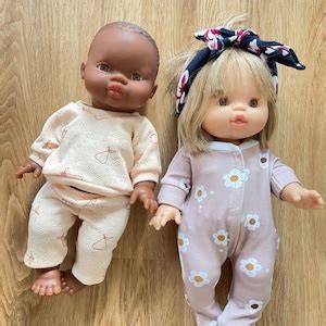 28 Cm Soft Body Doll Minikane 2 Pieces Set Mint Pointelle Pears