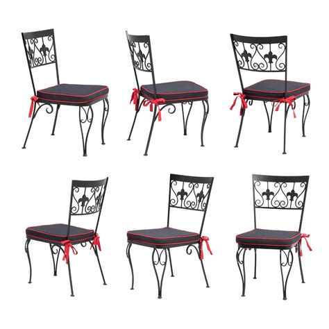 Hollywood Regency Wrought Iron Fleur De Lis Dining Chairs 1960s A Set Of 6 Chairish