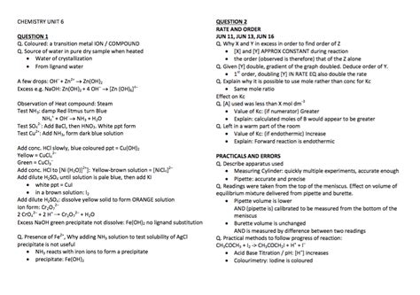 International A Level Chemistry Paper Exam Notes Teaching Resources