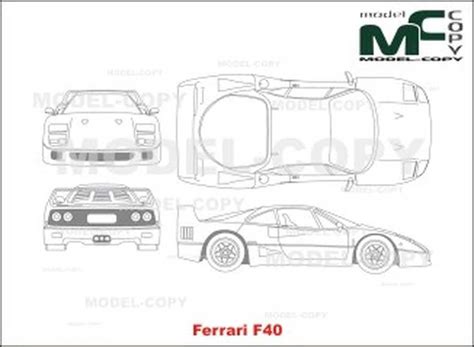 Ferrari F40 2d Drawing Blueprints Model Copy Ferrari F40