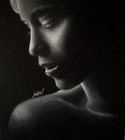 White Charcoal Drawing On Black Paper My Love For Art Portrait