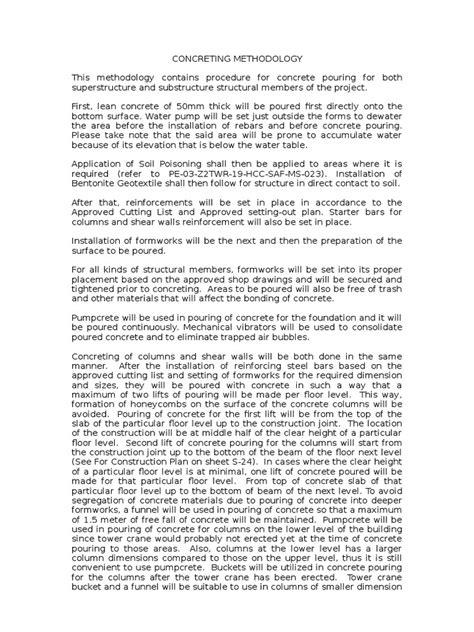 Concreting Methodology Pdf Concrete Building Engineering