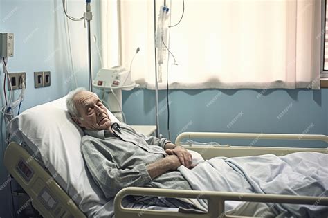 Premium Photo Elderly Patient Sleeping On Bed In Hospital Ward Man In