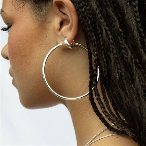Sterling Silver Extra Large Round Creole Hoops