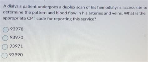 Solved A Dialysis Patient Undergoes A Duplex Scan Of His Hemodialysis