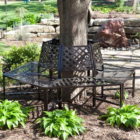 Wrought Iron Tree Wrap Bench Furniture Decor Outdoor Home Living Garden