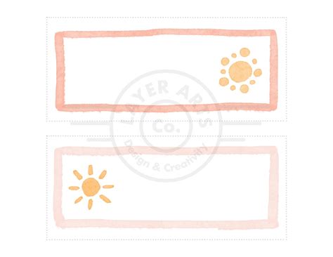 Classroom Name Tags Label Sun Themed Classroom Printable Etsy