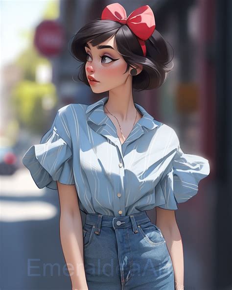 Modern Snow White Wearing Jeans Disney Princess Disney Princess