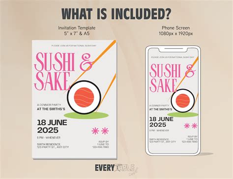 Sushi And Sake Dinner Party Invitation Template Sushi Marking Party