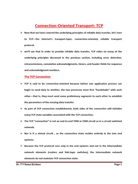 Connection Oriented Transport Tcp Pdf Transmission Control Protocol
