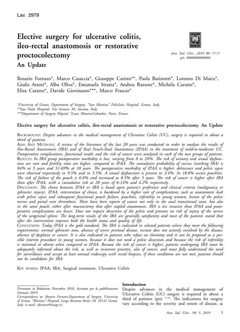Pdf Elective Surgery Of Ulcerative Colitis Ileo Rectal Anastomosis