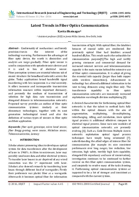Pdf Latest Trends In Fiber Optics Communication