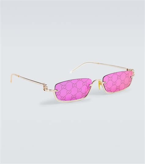 Gg Rectangular Sunglasses In Gold Gucci Mytheresa