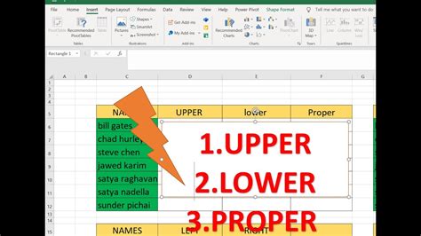 How To Use Upperlowerand Proper Function In Ms Excel Youtube
