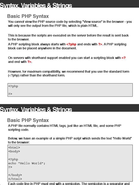 Php String Syntax And Functions Guide Pdf Php Variable Computer