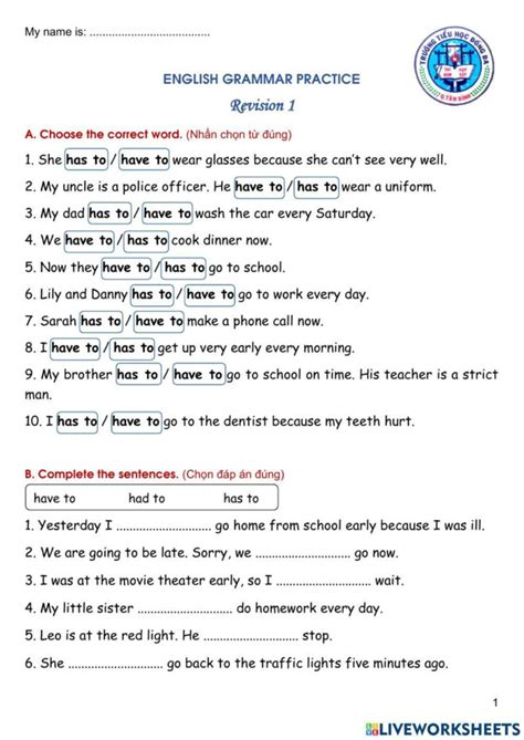 English Grammar Worksheets Grade 5