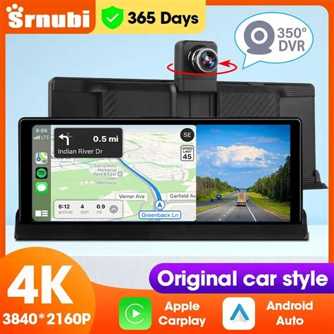 1026 Polegadas Dvr De Carro Câmera 4k Sem Fio Carplay Android Tela Automática Dash Cam Gravador