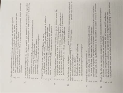 Solved 25 Compared To Piagetian And Information Processing