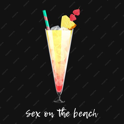 Premium Vector Alcoholic Cocktail Sex On The Beach On Black