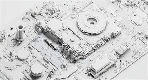 Technology And Engineering Processes Are Conceptually Depicted Through A Gear And Circuit Board