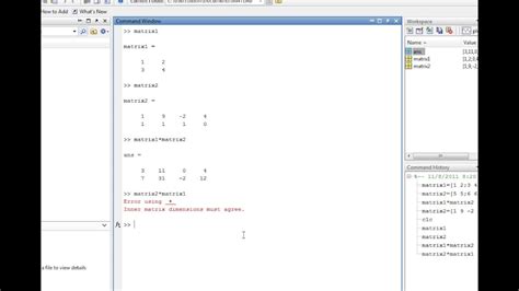 Bm Matlab Essential Skills Sect 38 Multiplying Matrices Youtube