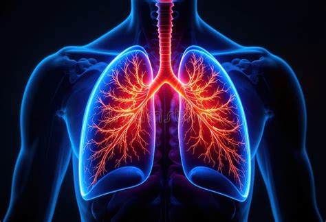 Human Lungs Anatomy Medical Illustration Red Blue Xray 3d Body Organ Model System Health Bronchi