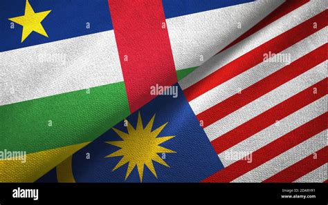 Central African Republic And Malaysia Two Flags Textile Cloth Fabric