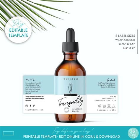 2 Oz Bottle Label Template Free