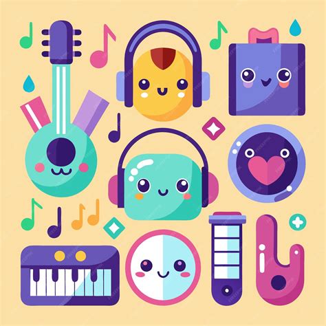 Cute Musical Instruments With Happy Faces Premium Ai Generated Vector