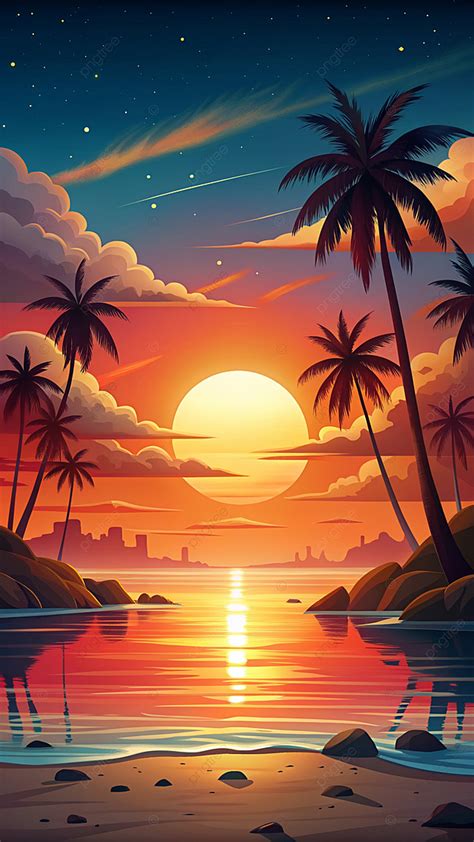 Natural Light Sunset At Sea Mobile Wallpaper Background Wallpaper Image