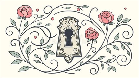 Ornate Keyhole With Roses Vintage Lock Detail And Decorative Security Element Vector Design