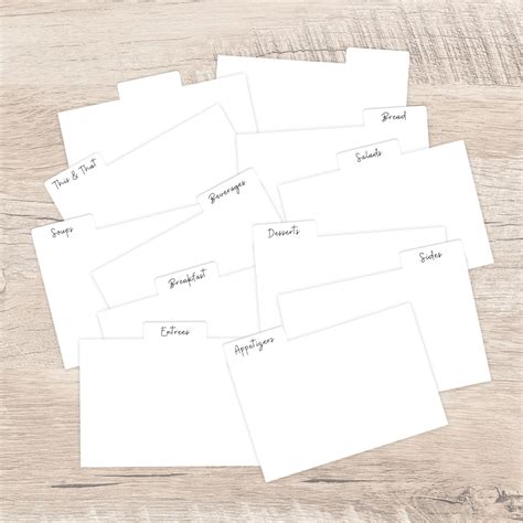 Recipe Box Dividers 4x6 Card Divider Tabs Recipe Box Labels