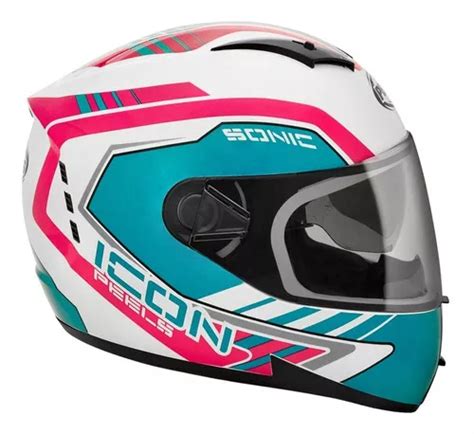 Capacete Moto Feminino Peels Icon Sonic Branco Rosa Tamanho Do Capacete