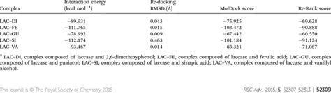 Interaction Energies Docking Accuracy Moldock Score And Re Rank Score