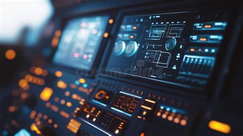 Close Up Of Aircraft Cockpit Controls Illuminated At Twilight With
