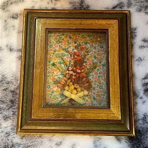 Art Shadowbox Art Vintage 7s Flower Power Shadow Box Dried Flowers