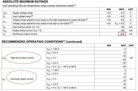 Sn74lvc1g374 Q1 The Different Meaning Between Abs Max 50ma And Ioh And Iol Logic Forum Logic