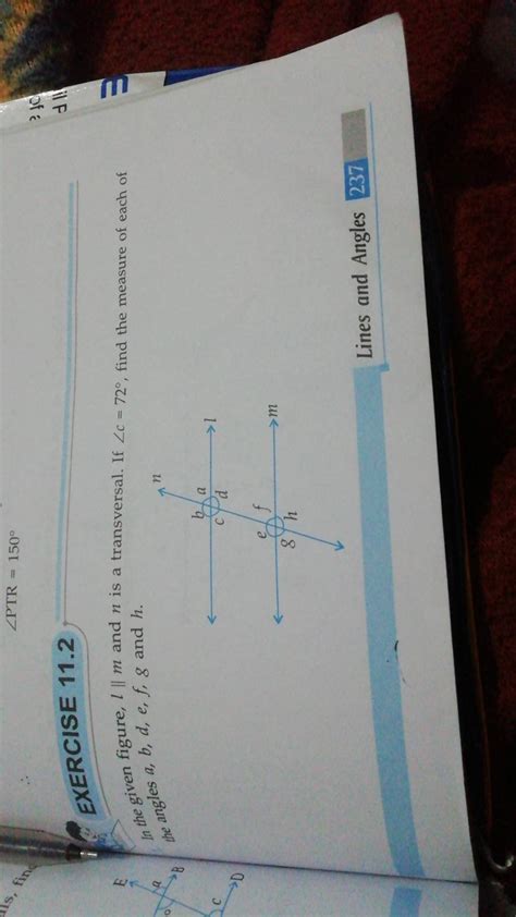 ∠ptr 150∘ exercise 11 2 the given figure l∥m and n is a transversal if