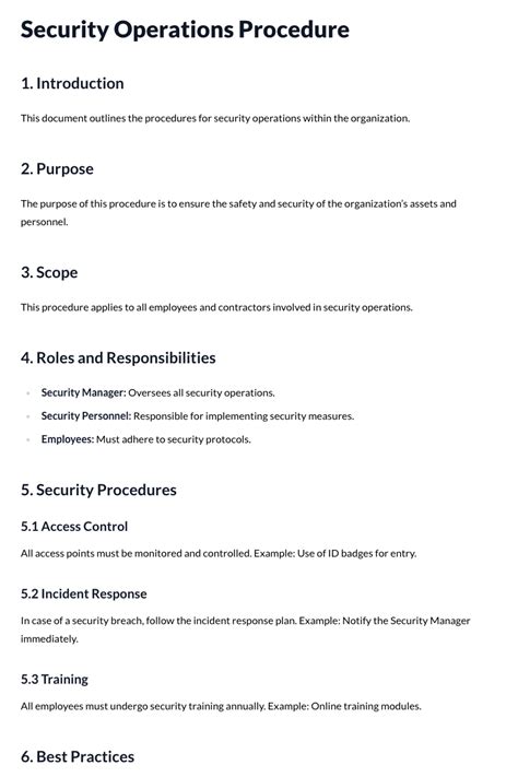 Security Operations Procedure Template Template Collaborative Docs