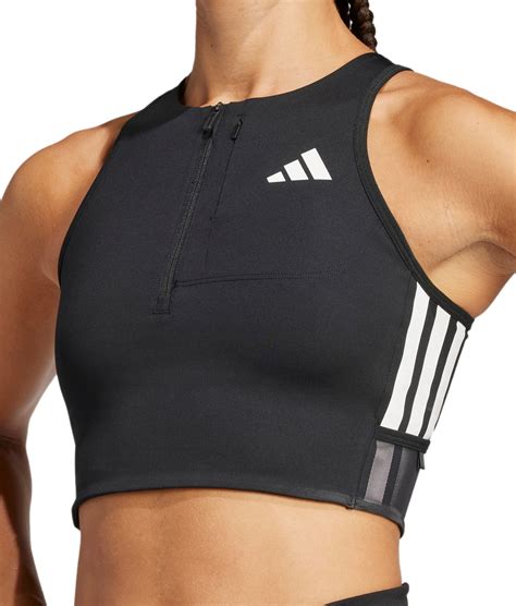 Adidas Adizero Gel Pocket Womens Running Crop Top Black Start Fitness