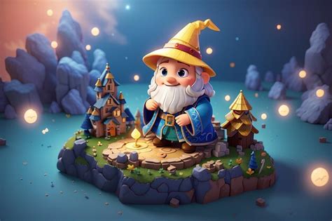 Very Detailed Tiny Cute Wizard Cinematic Lighting Effect Premium Ai