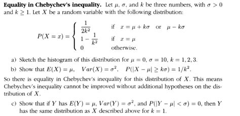 solved equality in chebychev s inequality let and k be