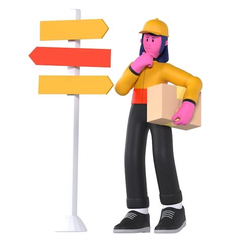 Premium Psd Girl Confused To Delivery Sign Package Shipment