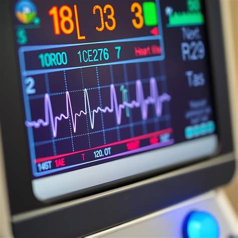 Closeup Of Ecg Machine Monitor Showing Heart Rate Data Premium Ai
