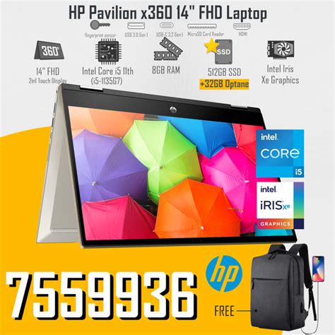 Hp Pavilion X Fhd Laptop I Th Gen Gb Ssd Gb Optane Gb Iris Xe Ibay