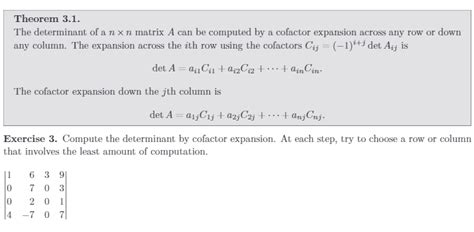 Solved Theorem 31 The Determinant Of A Nxn Matrix A Can Be