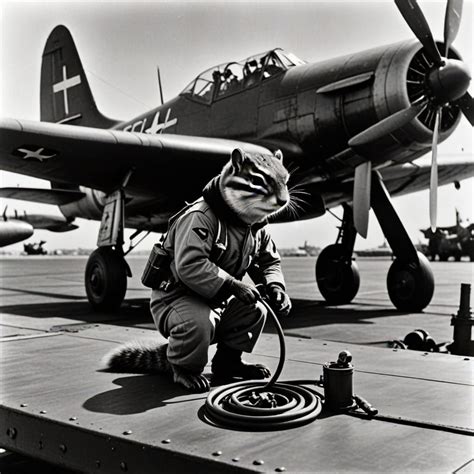 Refueling Chipmunk In Vintage Russian Sailors Uniform Fue